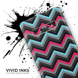 DesignSkinz Sharp Pink & Teal Chevron Pattern Protective Vinyl Decal Wrap Skin Cover Compatible with The Samsung Galaxy S20 (Screen Trim & Back Glass Skin)