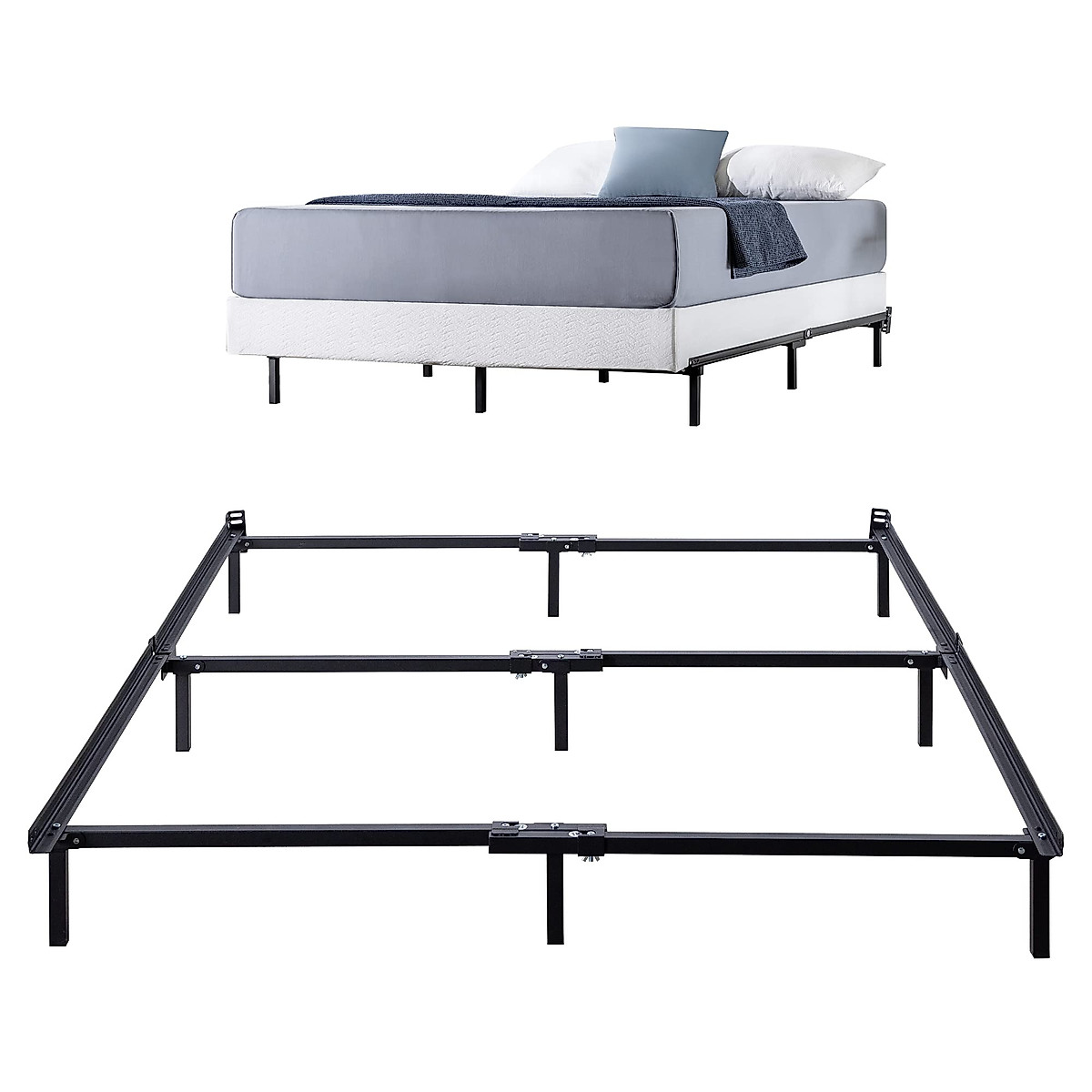 ZINUS Michelle Compack 9-Leg Support Bed Frame, for Box Spring and Mattress Set, Full, Black