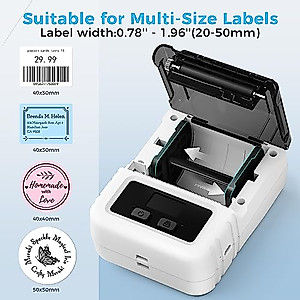 Phomemo M120 Label Maker, Barcode Label Printer, Mini Portable Wireless Bluetooth Thermal Label Printer for Retail, QR Code, Images & Small Business, Compatible with Android, iOS & PC, White