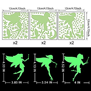 Glow in The Dark Fairy Wall Decals, Luminous Fairies Wall Stickers Bedroom Ceiling Decoration, Butterfly and Star Room Decor for Girls Kids Princess