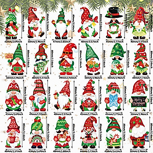 48 Pieces Christmas Felt Gnome Ornaments Gnome Felt Hanging Ornaments Gnome Tree Topper Felt Cutout Xmas Hanging Swedish Gnome Ornaments for Christmas Tree Party Decorations