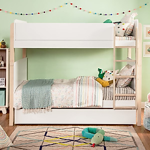 Babyletto Tiptoe Bunk Bed in White and Washed Natural