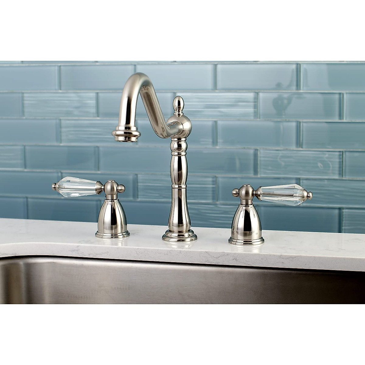 Kingston Brass KB1790WLLLS Wilshire Widespread Kitchen Faucet, Matte Black