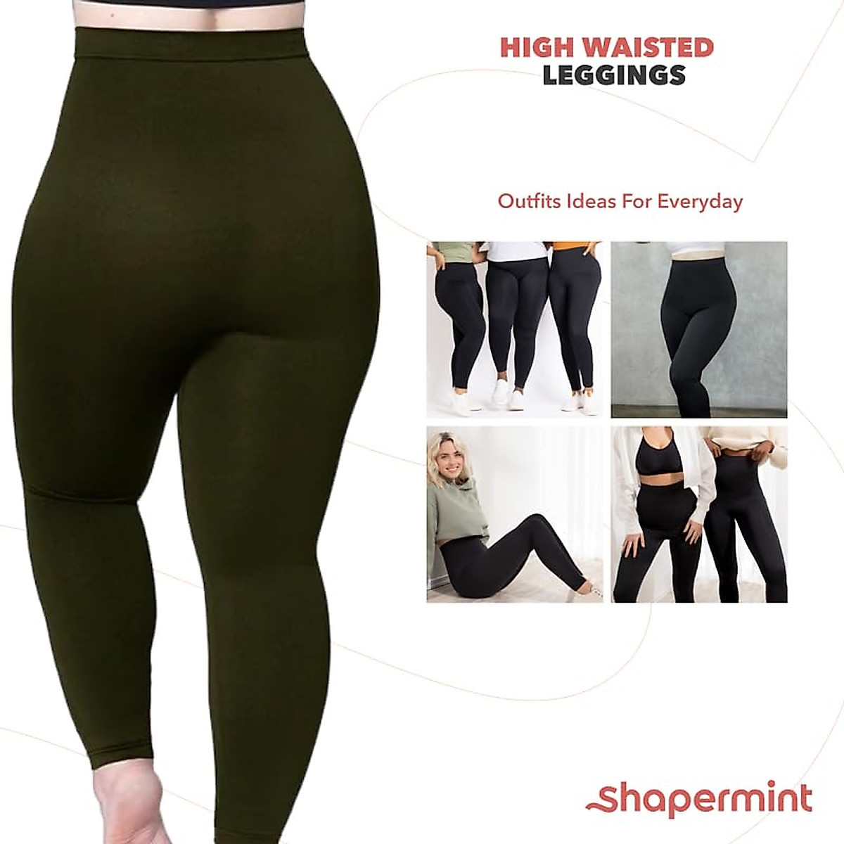 SHAPERMINT Compression Leggings for Women - Tummy Control Leggings for Women - Black Leggings Women - Womens Leggings - High Waisted Leggings - Black Leggings Tummy Control, X-Large