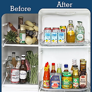 Lazy Susan Turntable Organizer for Refrigerator, 15.7" Rectangle Fridge Organizers and Storage, 360° Rotating Refrigerator Organizing Turntable for Cabinet, Kitchen, Pantry, Table Top, Countertop