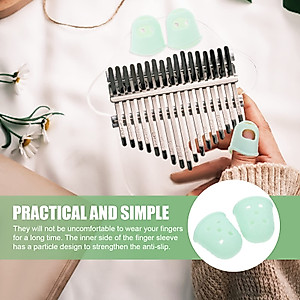MILISTEN 2pcs Soft Kalimba Finger Protector, Kalimba Silicone Finger Fingertip Protectors, Kalimba Thumb Protector, Guitar Thumb Picks Finger Sleeve for Beginners Starters Kids Adult, Green