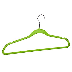Velvet Clothes Hangers (Pack of 10), Green, by Home Basics | Hangers for Tops, Jackets, Dresses, and Pants | Contoured with Notches | Ultra-Thin Space Saving Clothes Hangers with Rotating Hooks