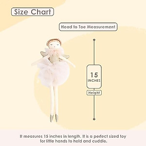 MON AMI Angel Stuffed Doll - 15", Soft Elegant Plush Doll for Little Girls, Use as Toy or Room Decor