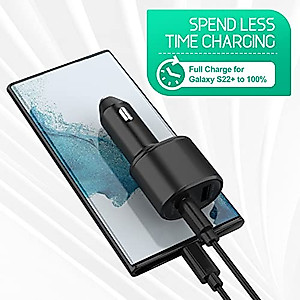 Samsung 60w Car Charger Super Fast Charging 2.0 Dual-Port (45W+15W) with USB C to C Cable fo Samsung Galaxy S23,S22,S21/S21 Ultra/ S21 Plus 5G,Note 10/10+ 5G Z Fold 3 5G, S20/Note 20, Tab S7/S7+
