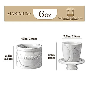 MALACASA French Butter Crock for Counter with Lid, Ceramic Butter Dish Keeper with Water Line, Butter Container for Fresh Spreadable Butter, Series REG, Marble Gray