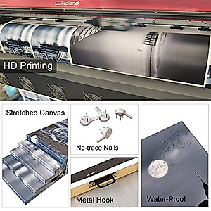 Noah Art-Modern Ocean Art Canvas Prints, A Peaceful Ancient Pier Seascape Canvas Art Black and White Landscape Paintings on Canvas, 3 Panel Beach Art Decor Framed Living Room Wall Art for Home Decor, 14x28inch x 3 pcs