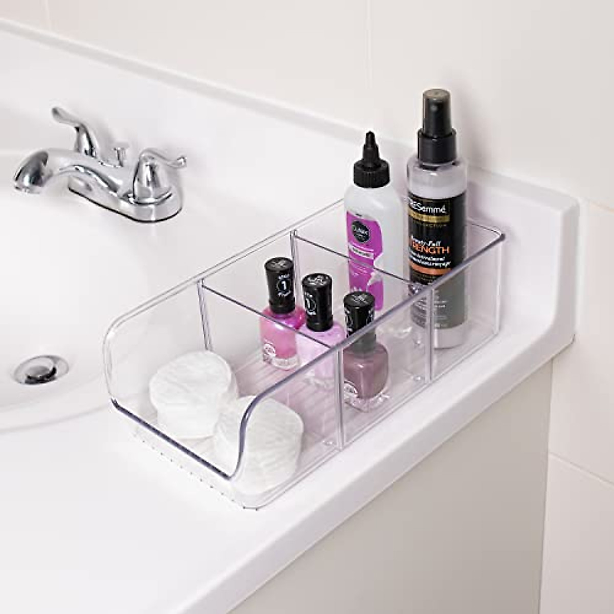 bHome - 2 Adjustable Snack Organizer Bins for Cabinet & Pantry Organization And Storage Plastic Storage Bins For Kitchen Organization - Clear Acrylic Divided Storage Containers with Removable Dividers