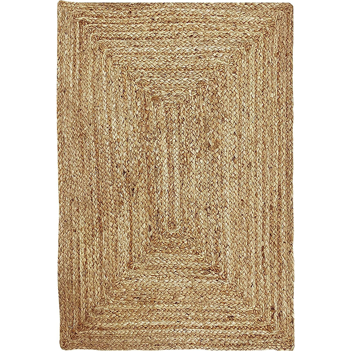 KEMA 3X5 Feet Handwoven Jute Braided Area Rug, Natural Yarn - Rustic Vintage Braided Reversible Rectangular Rug- Eco Friendly Rugs for Bedroom, Kitchen, Living Room, Farmhouse