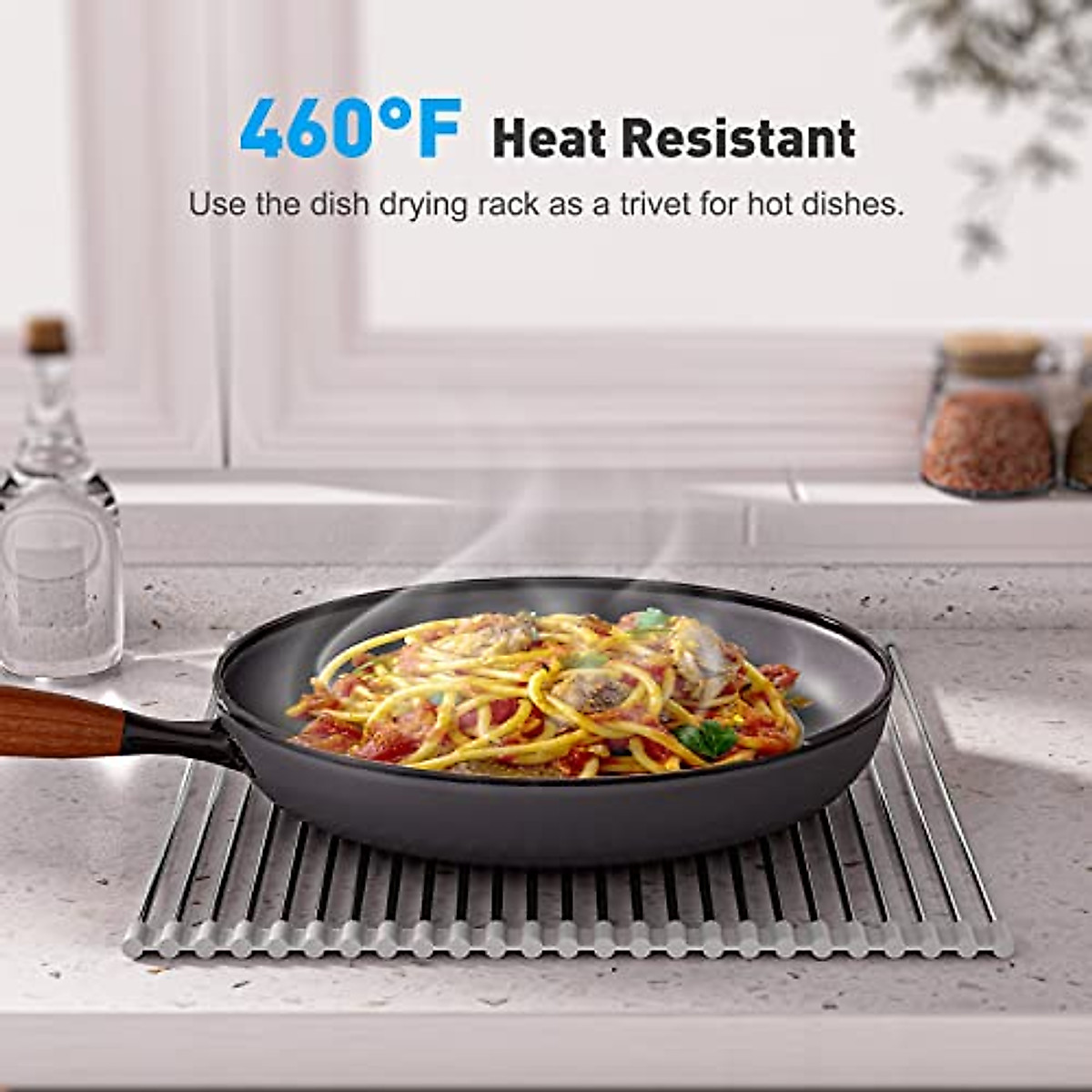 EMBATHER Roll Up Dish Drying Rack Over The Sink, Dish Drying Rack for Kitchen Counter