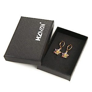 HZMAN 14K Gold Plated Sterling Silver Crystal Flower Earrings for Women Cubic Zirconia Drop Dangle Earring Fashion Earring Jewelry Gift (Colorful Flower)