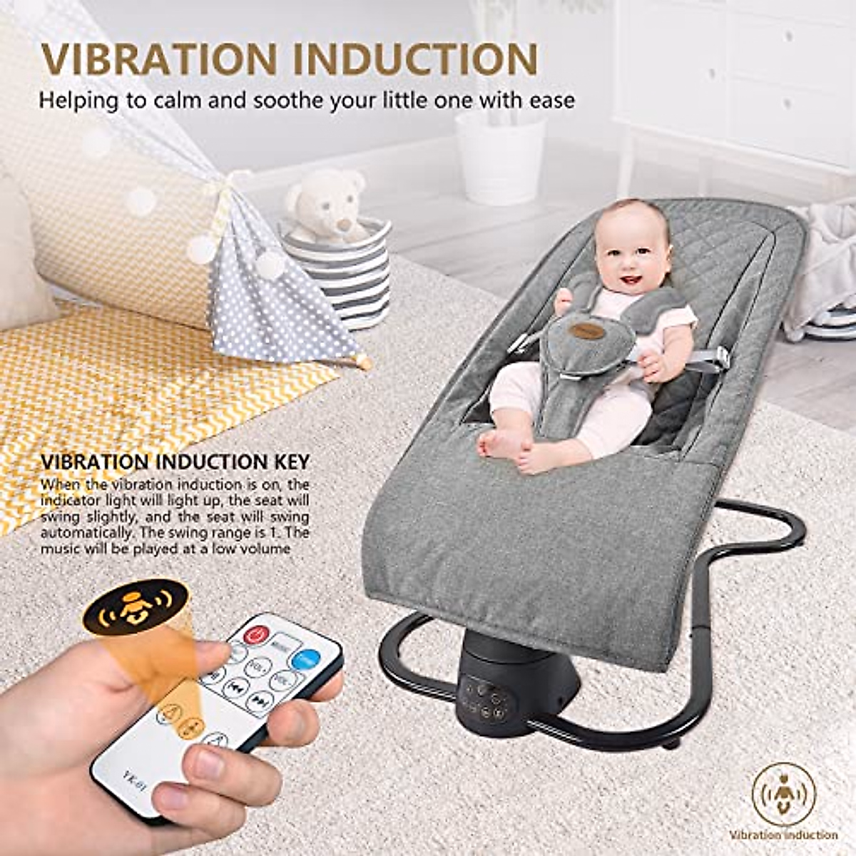 Baby Bouncer, 2 in 1 Baby Bouncer for Infants, Portable Baby Bouncer Seat & Infant to Toddler, Comfortable Bouncer for Babies 0-6 Months with Music and Vibrations