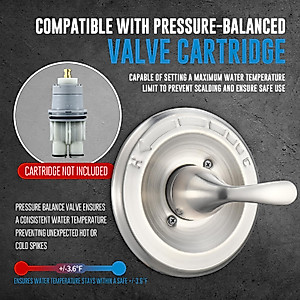 Replacement for Delta Classic 13 Series Single-Function Trim Kit, T13020-SS Brushed Nickel Shower Handle, Fit Delta Shower Valve R10000 Series (Cartridge Not Included)