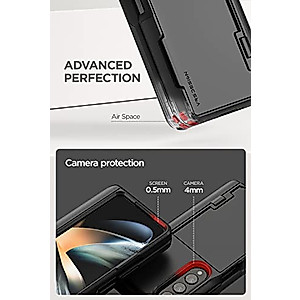VRS DESIGN Terra Guard Modern GO S Phone Case for Galaxy Z Fold 4 5G (2022), Premium Modern Neat Style Hinge Protection Card Case with S Pen Compartment (Matte Black/Renewed)