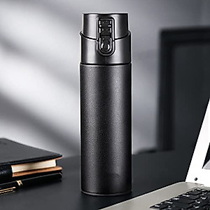 MMLLZEL Thermos Bottle with Tea Filter Vacuum Flask Sealed Leakproof Stainless Steel Milk Big Capacity Travel Insulated Cup (Color : Black)