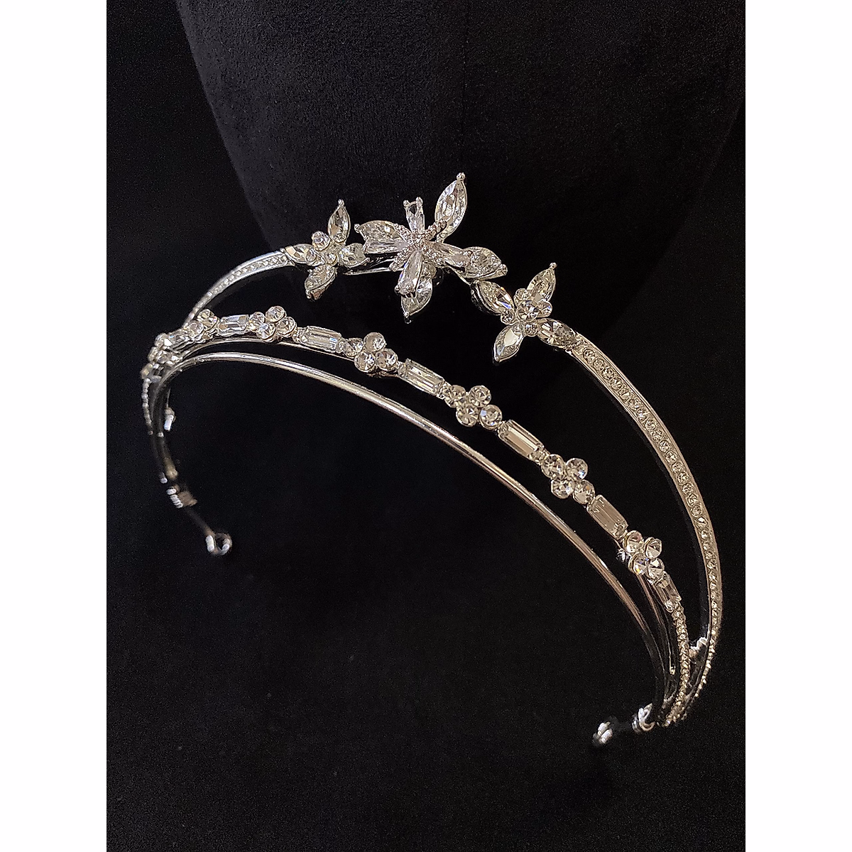 Bridal Rhinestone Flower Tiaras Crowns Princess Queen Pageant Prom Birthday Party Veil Tiara Wedding Crowns Tiaras for Women