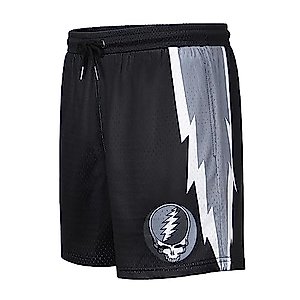 SEC.119 Grateful Dead Steal Your Face Mesh Shorts | Black & White Officially Licensed Apparel | Large