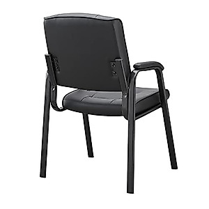 Naomi Home Waiting Room Chair Set of 2, Heavy Duty Leather Executive Waiting Room Chairs, Lobby Reception Chairs with Padded Arm Rest, Guest Chairs Set of 2 - Black
