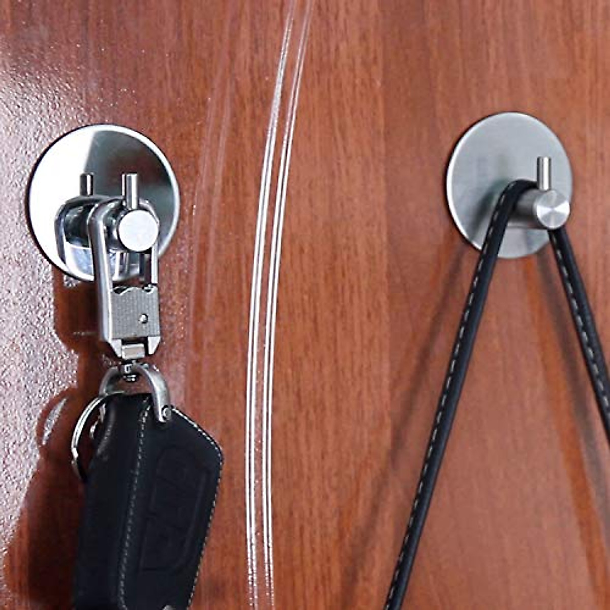 Self Stick Adhesive Hooks Wall Hanger Holder Stainless Steel Heavy Duty Utility Storage Hook, Shower Waterproof Hook, Kitchen Bathroom Organizer for Plug Robe Towel Loofah Bathrobe Coat (4-Pack)