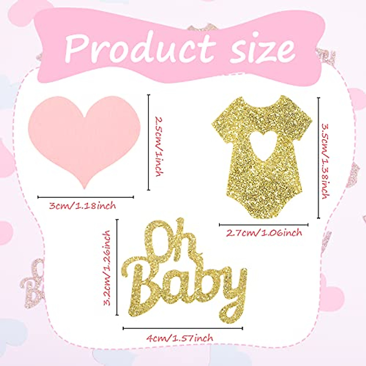 240 Pieces Gender Reveal Confetti Baby Shower Confetti Heart Confetti Glitter Baby Confetti Baby Clothes Confetti Party Table Confetti for Gender Reveal Party Table Wedding Decor (Pink, Blue, Gold)