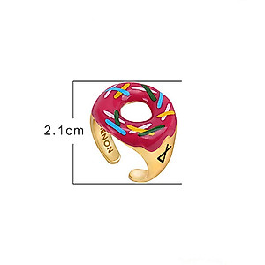 XUN Zhe Cute Food Imitate Donut Open Rings Colorful Cartoon Sweet Donut Cookie Adjustable Rings Jewelry for Women Best Friends (Red/Gold)