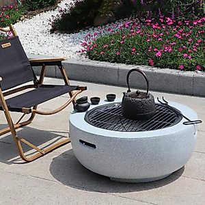 Wyxy Fire Pits for Gardens and Terraces, Outdoor Garden Fire Bowls with Grills and Net Covers, Round Table Tops for Placing Drinks and Barbecue Supplies