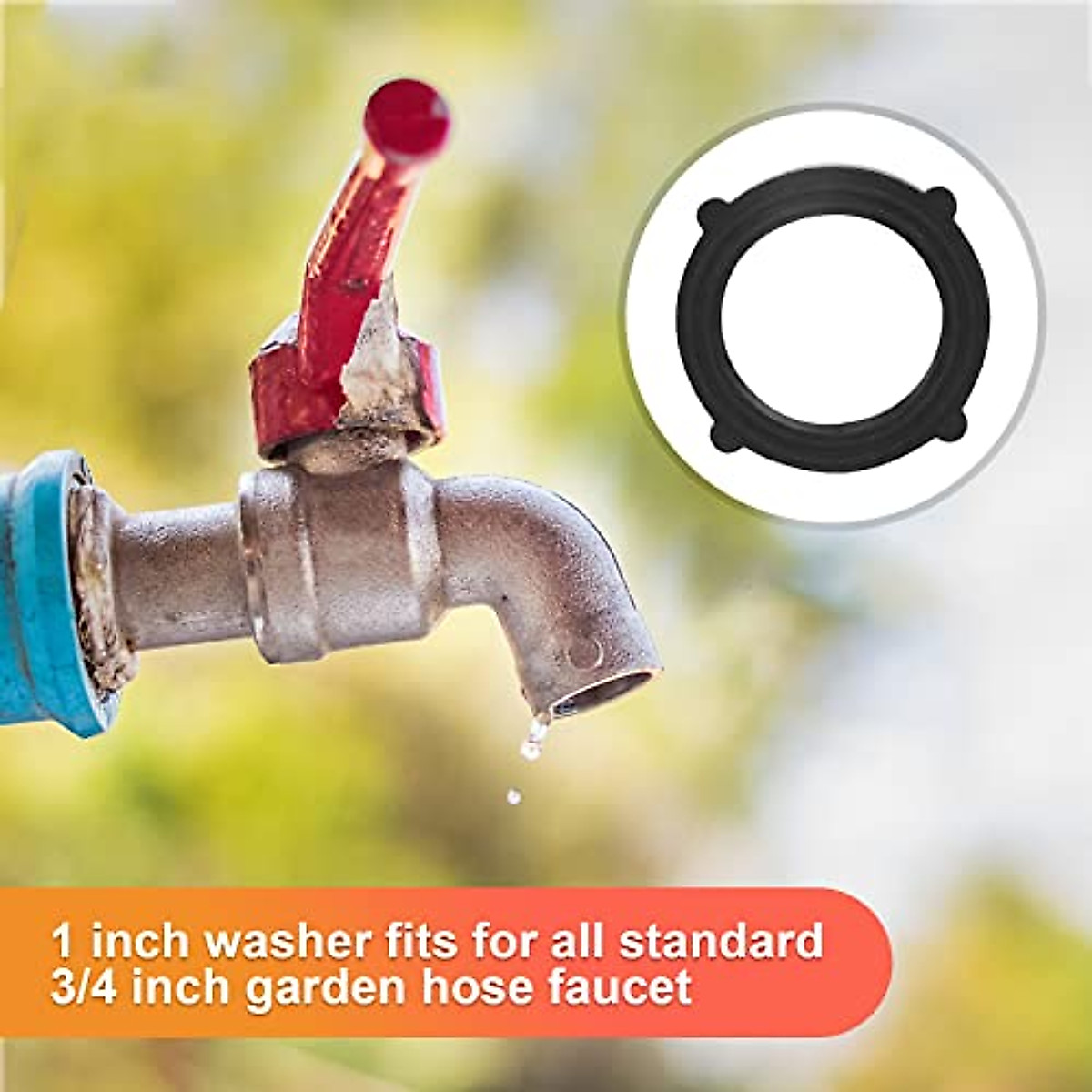 Garden Hose Washer Heavy Duty Rubber Washer Seals Fit All Standard 3/4 Inch Garden Hose and Water Faucet Fittings