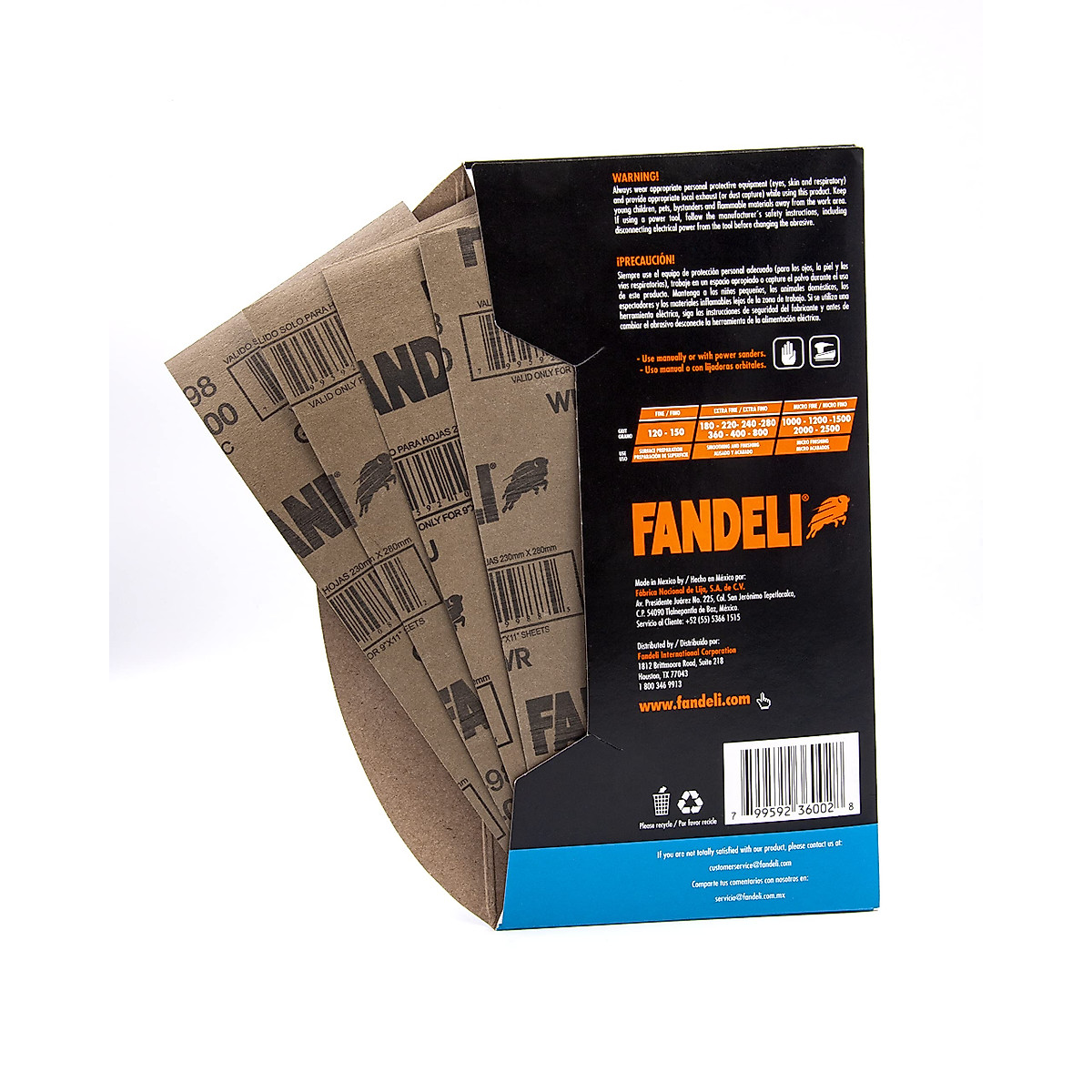 Fandeli | Waterproof Sandpaper | Assortment of Grits from 120 to 2500 | 36 Sheets 23 x 9,3 cm | for Car Polishing, Wood Furniture Sanding and Metal Sanding | Water Resistant