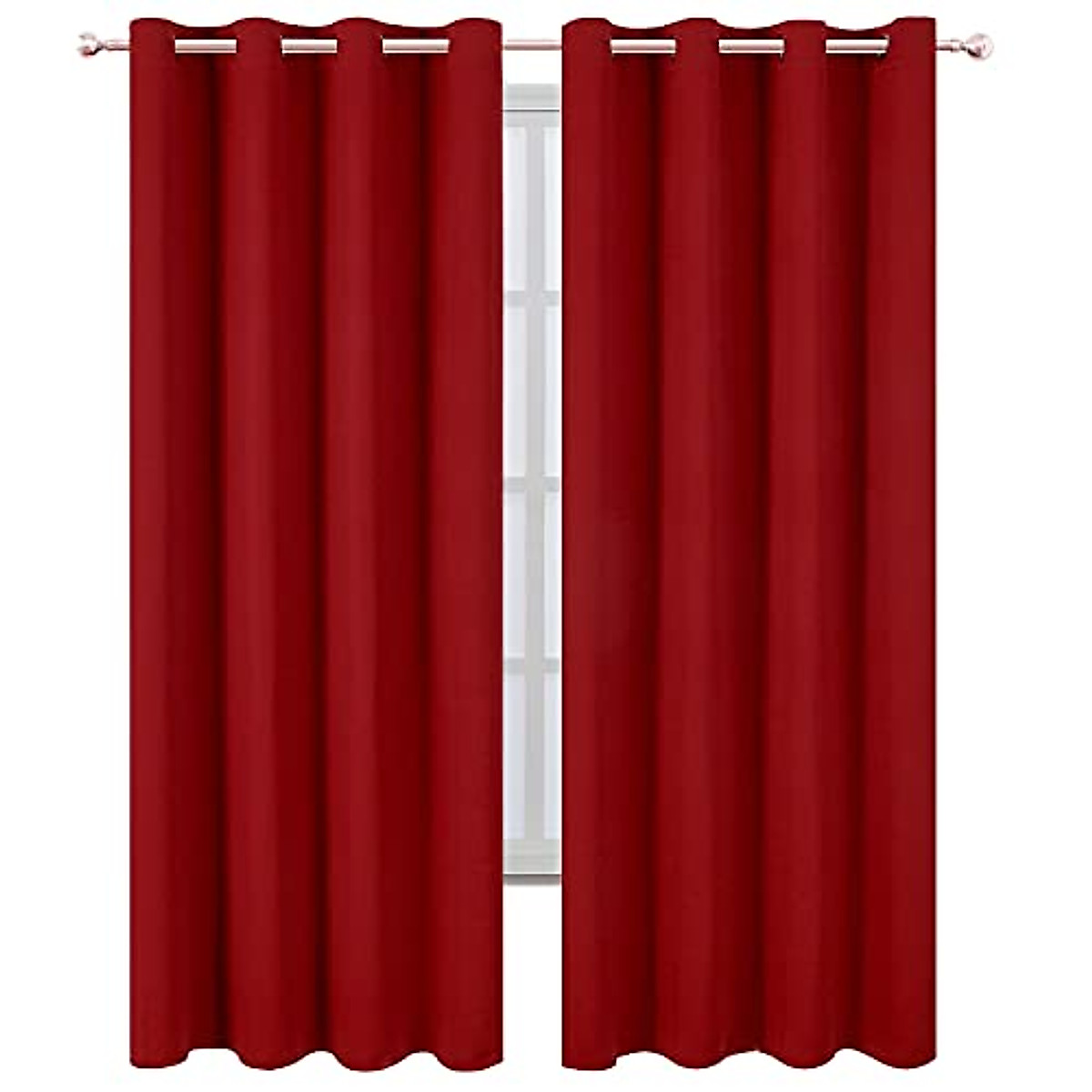 LEMOMO Red Curtains 52 x 84 Inch Long/Blackout Curtains Set of 2 Panels/Room Darkening Thermal Insulated Bedroom Curtains Drape