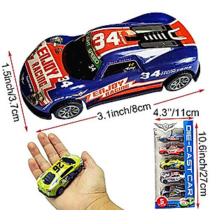 Himeeu Pull Back Racing Cars Die cast Race Car Vehicles,3 Inch Metal Friction Powered Car Toys for Toddlers, Set of 5 (Racing Cars)