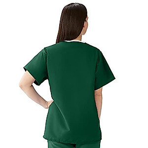 Medline ComfortEase Unisex Reversible Scrub Top, 2 Pockets, Evergreen, Size Large