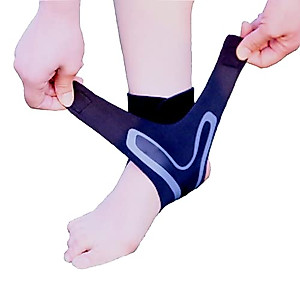 Manheat Ankle Support Brace Breathable Adjustable Compression Fitness Left+Right Ankle Braces Elastic Sprain Foot Sleeve Sports Ankle Strain Strap Plantar Fasciitis Achilles Tendonitis 1 Pair (Black)