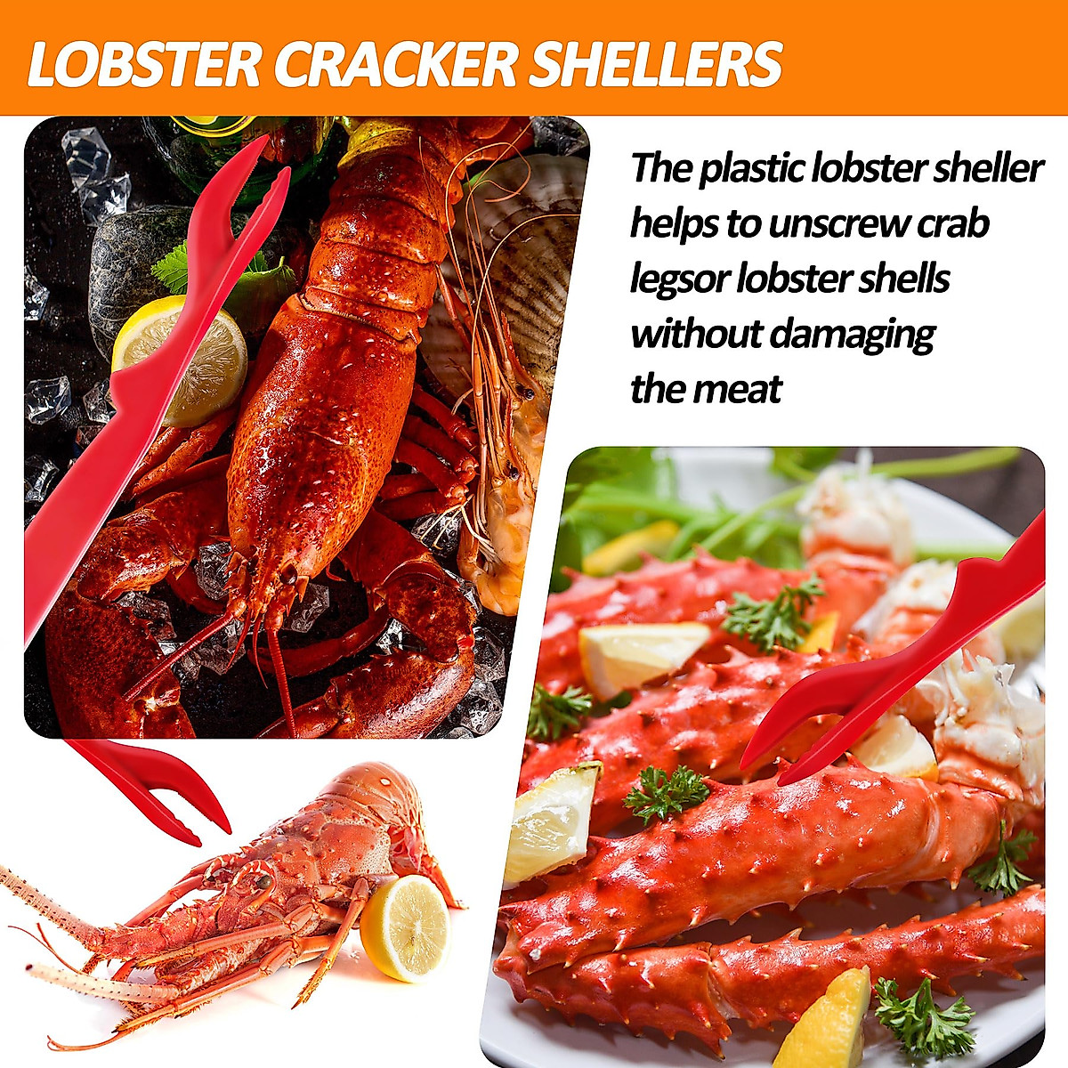 Seafood Crab Crackers and Tools, 21 Pcs Crab Leg Crackers Tools, Lobster Crackers and Picks Set, Crab Utensils Seafood Tools, Crab Forks Scissors Lobster Shellers, mobzio Nut Cracker Set for Crab Legs