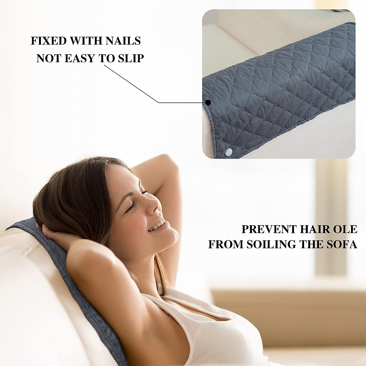 Moukeren 3 Pieces Recliner Headrest Protector Headrest Cover for Recliner Chair Sofa Covers Couch Chair Head Protector for Sofa Furniture Protectors(Gray)