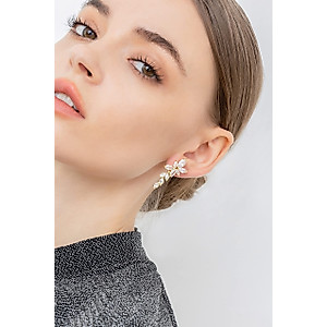 DIAMANTIO Wedding Earrings Elegant Dangle Drop CZ Marquise Cubic Zirconia AAAAA 18K Gold Plated Rhinestone Luxurious for Brides Bridal Wedding Women Precious Crystal (Gold)