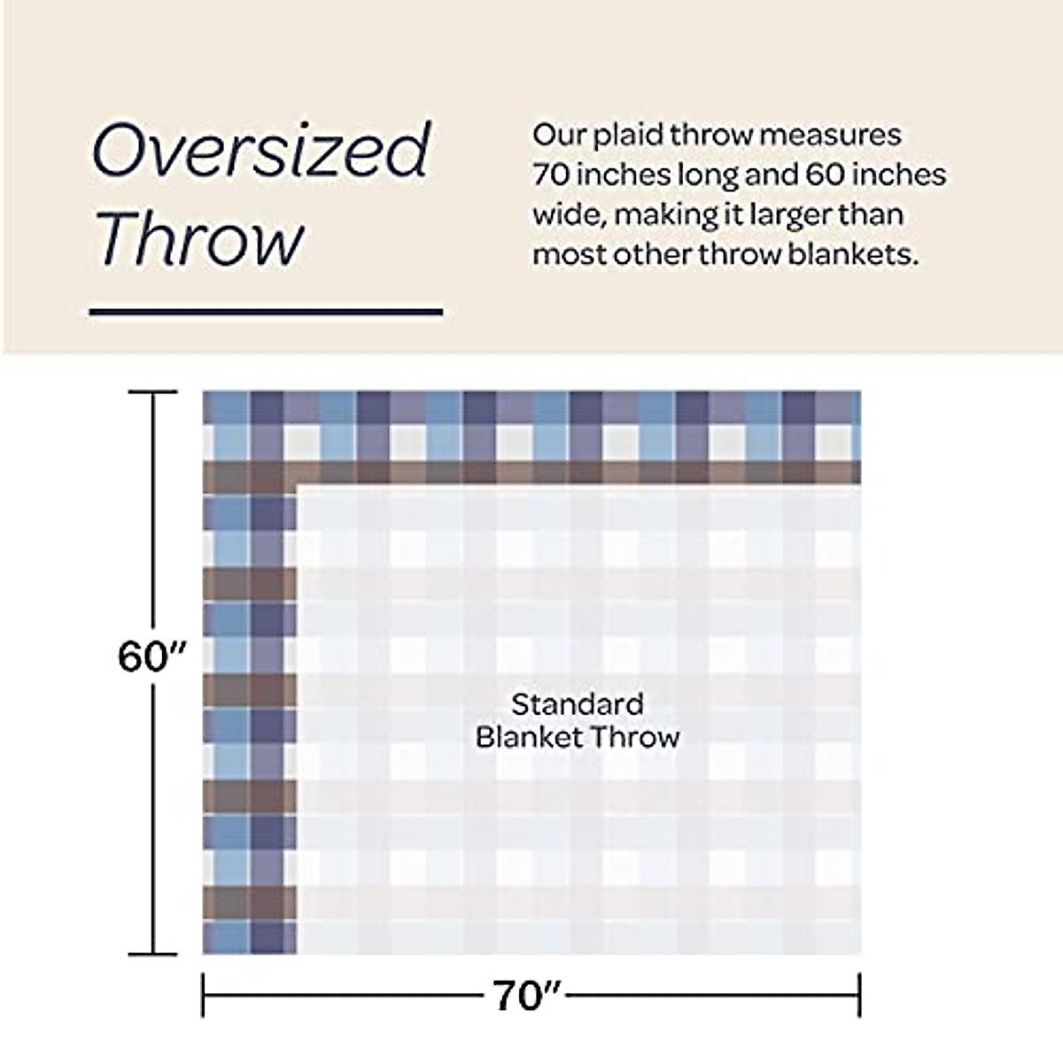 Lavish Home Allure Plaid Soft Blanket-Oversized, Luxuriously Fluffy, Vintage-Look and Cashmere-Like Woven Acrylic-Breathable and Stylish Throws