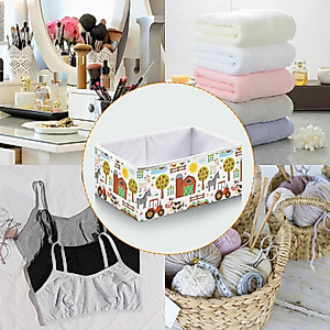 Kigai Farm Animals Cube Storage Bin, Large Foldable Organizer Basket for Toys, Shelves, Laundry, Nursery -11 x 11 x 11 in
