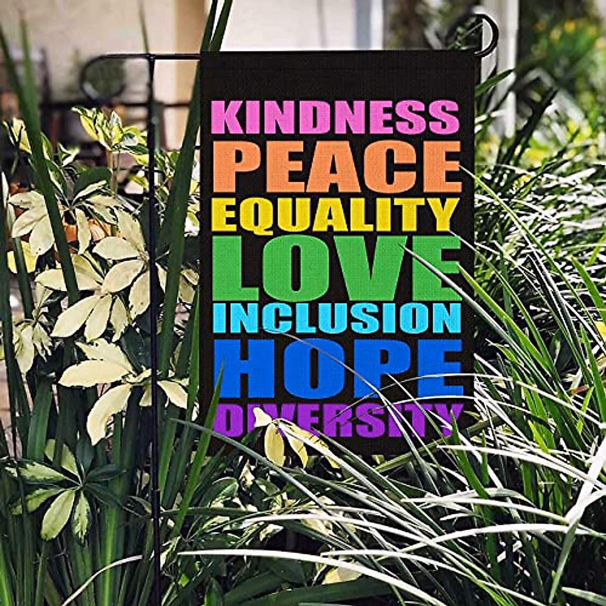 OUXIOAZ Pride Flag Kindness Peace Equality Love Inclusion Hope Diversity Garden Flag Vertical Double Sided 12.5"X18" Burlap Spring Summer Yard Sign Peace Flag Be Kind Flag Patio Outdoor Decoration