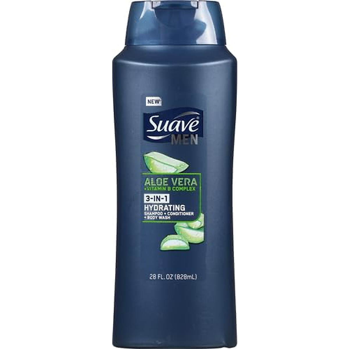 Suave Men Shampoo, Conditioner, Body Wash for Hydrated Hair & Skin Aloe Vera + Vitamin B7 3 in 1 Shampoo Conditioner Bodywash 28 oz