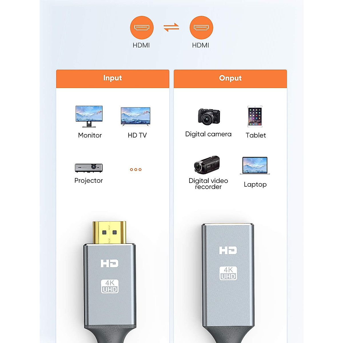 oldboytech HDMI Extension Cable 1FT, 4K HDMI Extender Male to Female Cable, Nylon Braided 2.0 hdmi Extender Cable Supports 3D, Full HD,2160p,Compatible with Roku Fire Stick,for PS4,for HDTV, Monitor