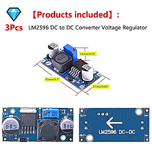 WWZMDiB LM2596 Voltage Regulator DC to DC Converter 3.2-35V to 1.25-30V Buck Converter (3Pcs)
