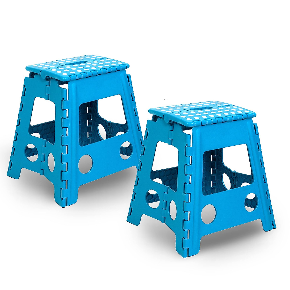 Dporticus 2Pack 16 Inch Foldable Step Stool with Handle for Kids & Adults Portable Super Strong Folding Kitchen Step Stool Non-Slip Design Garden Bathroom Stepping Stool