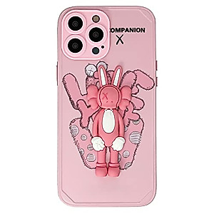 DOWINTIGER Compatible with iPhone 13 Pro Max Case Cute Designer Women Girls, Kawaii Cartoon 3D Bunny Pattern Street Fashion TPU and IMD Protection Cover for iPhone 13 Pro Max - Pink