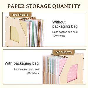 Caydo Wood Paper Storage Organizer, Slope Design Paper Storage Shelf For Holding 12 x 12 Inch Scrapbook Paper, 8 Slot Stable Scrapbook Paper Rack For Portfolio, Heat Transfer Papers