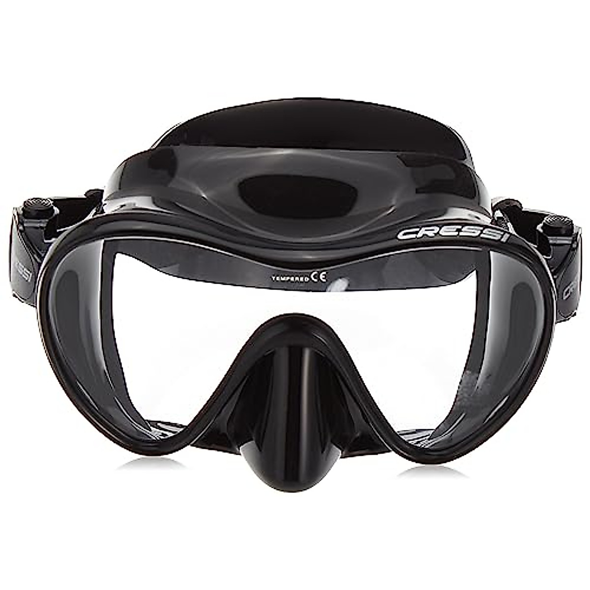 Cressi F One Frameless Scuba Snorkel Mask, Silicone Skirt for Scuba Diving and Snorkeling Dive Mask - Schwarz & Supernova Dry, Black/Black