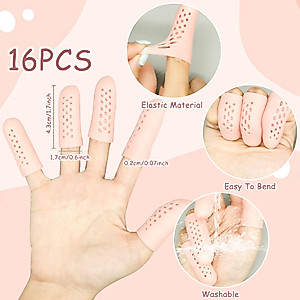 16Pcs Gel Finger Cots with Air Holes, Gel Finger Protectors Finger Covers Protection for Finger Tips, Breathable Finger Covers Finger Caps Gloves Finger Protectors for Wound, Finger Cracking
